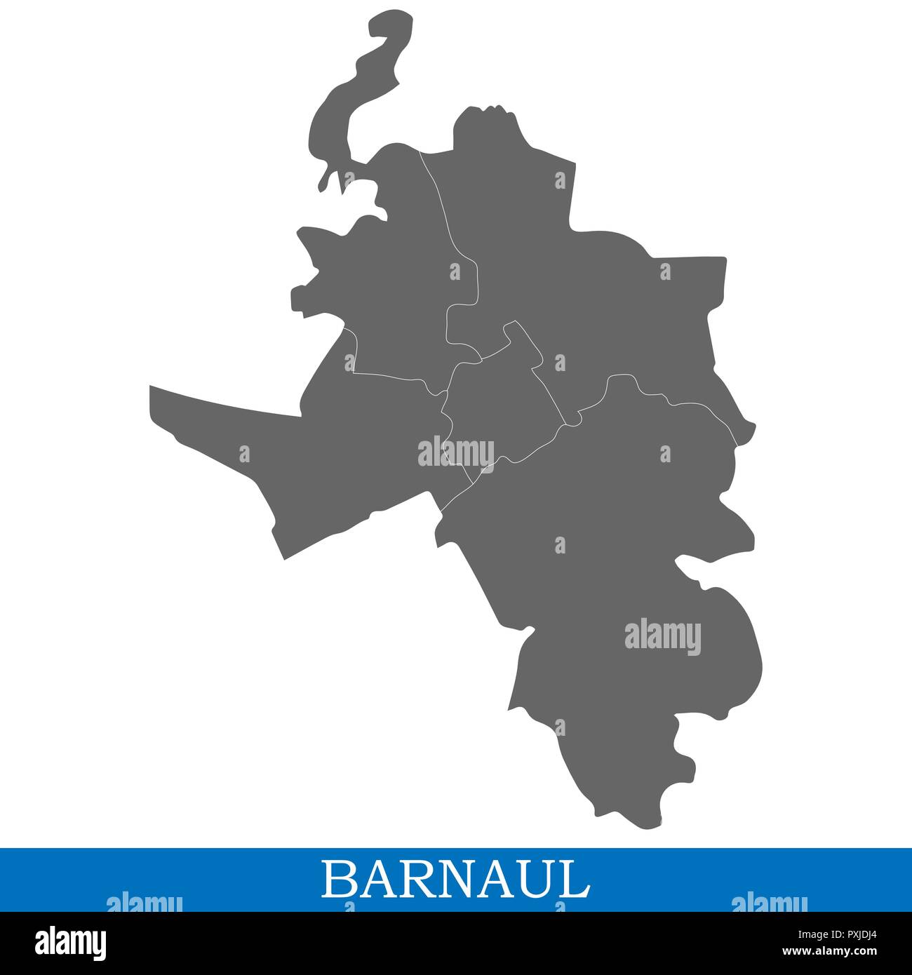 High Quality map of Barnaul is a city of Russia, with borders of ...