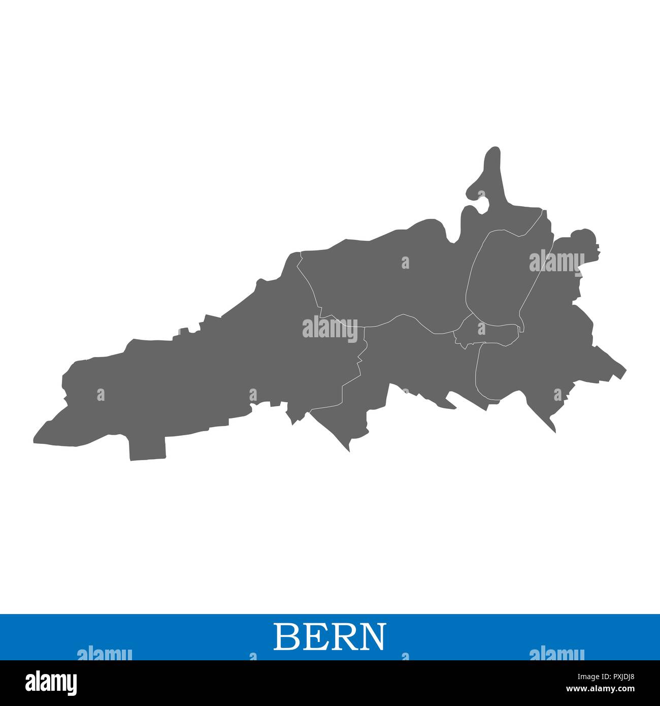 High Quality map of Bern is a city in Switzerland, with borders of ...