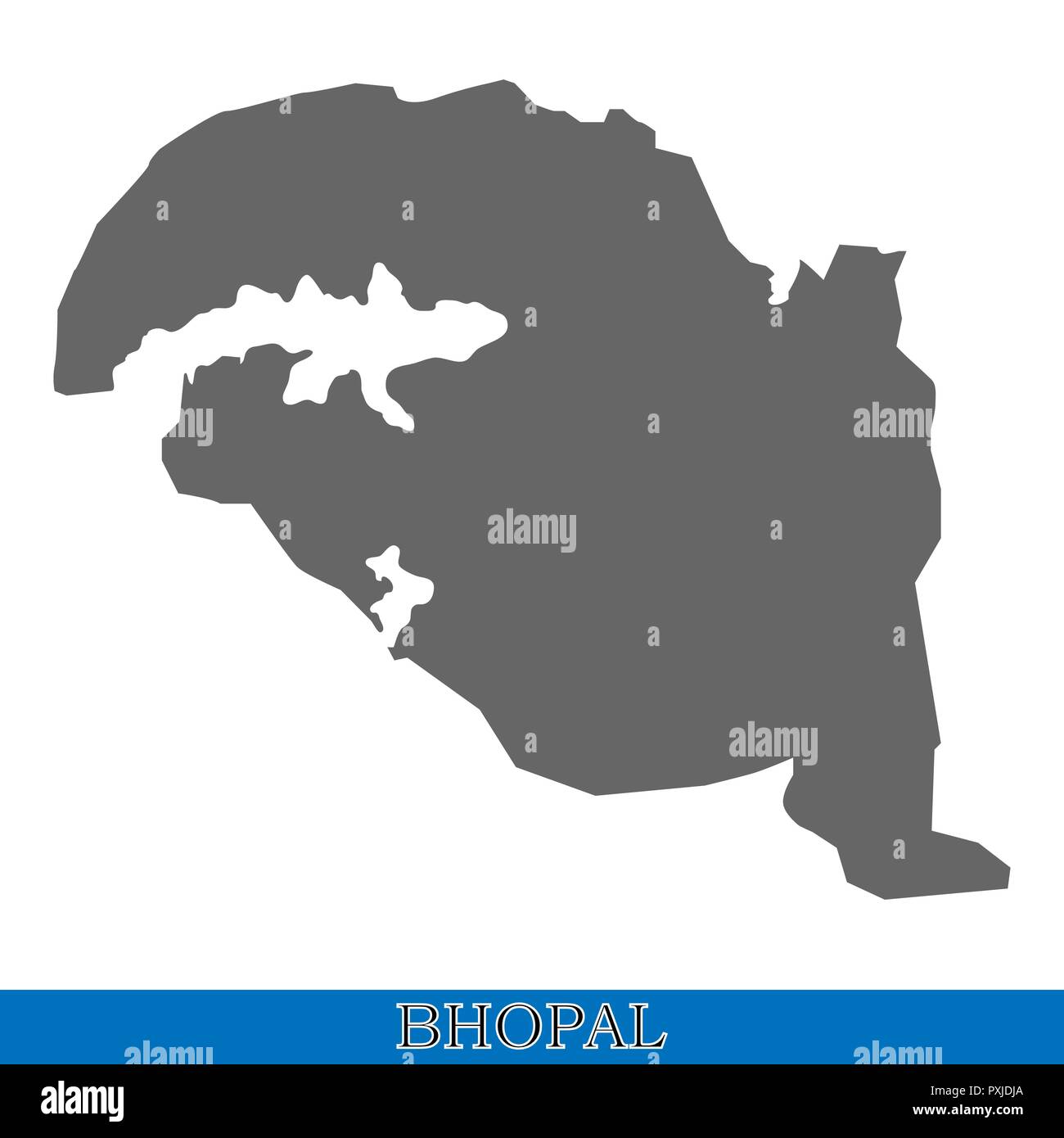 High Quality map of Bhopal is a city of India, with borders of ...