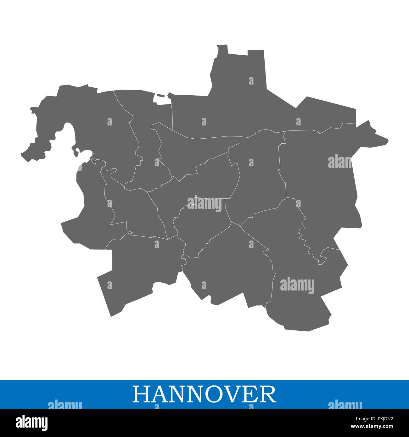 High Quality map of Hannover is a city of Germany, with borders of ...
