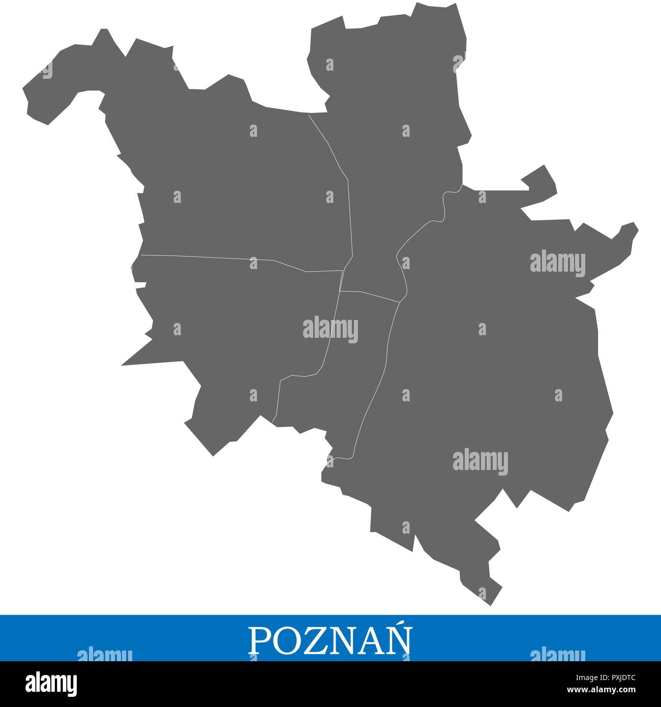 High Quality map of Poznan is a city in Poland, with borders of ...