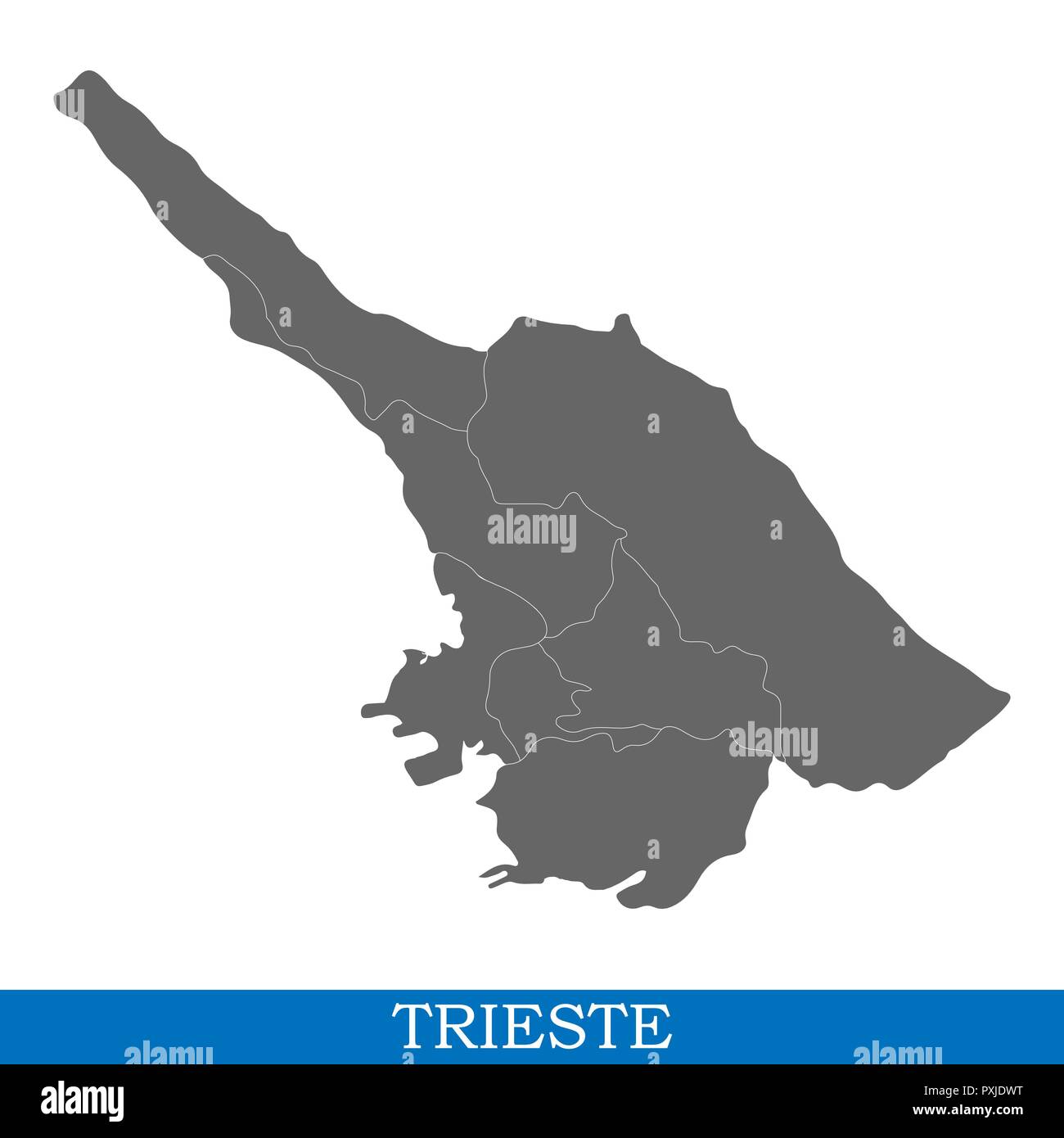 High Quality map of Trieste is a city of Italy, with borders of ...
