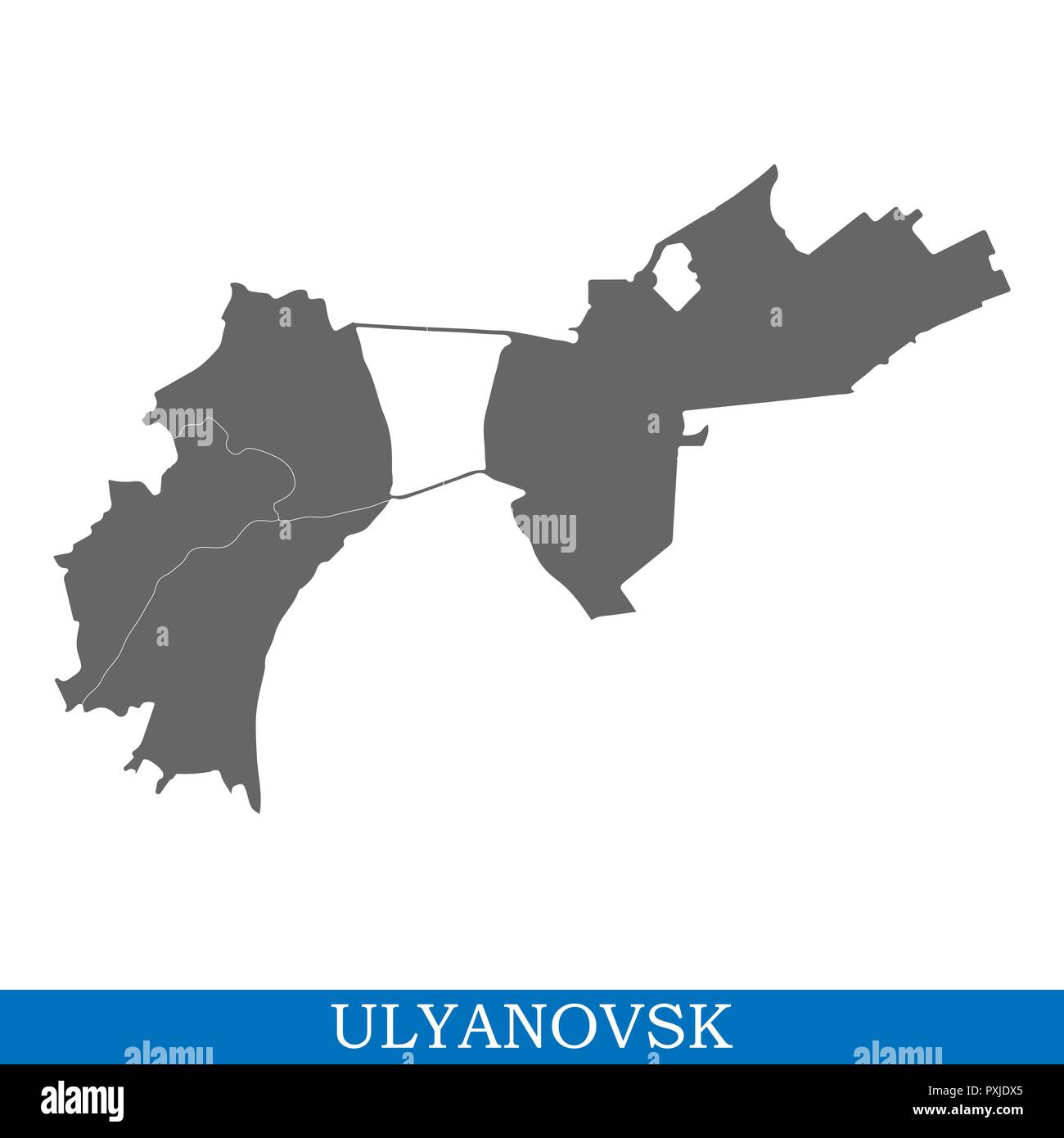 High Quality map of Ulyanovsk is a city of Russia, with borders of ...