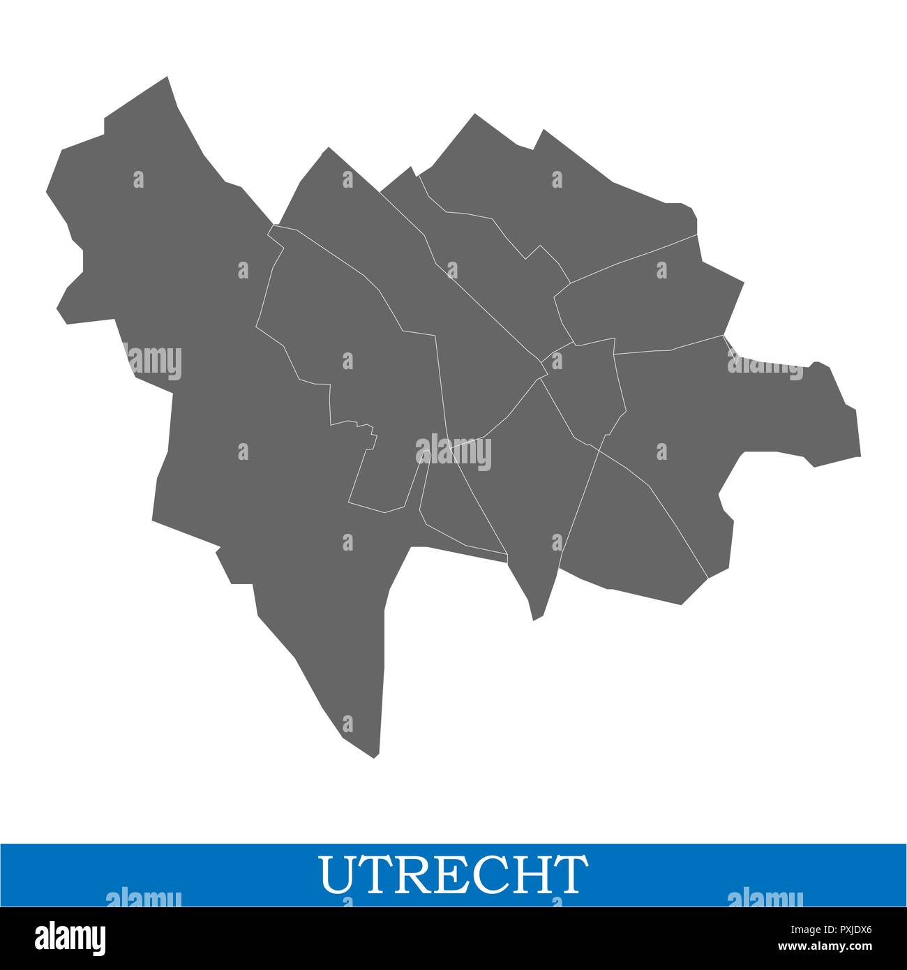 High Quality map of Utrecht is a city of Netherlands, with borders of ...