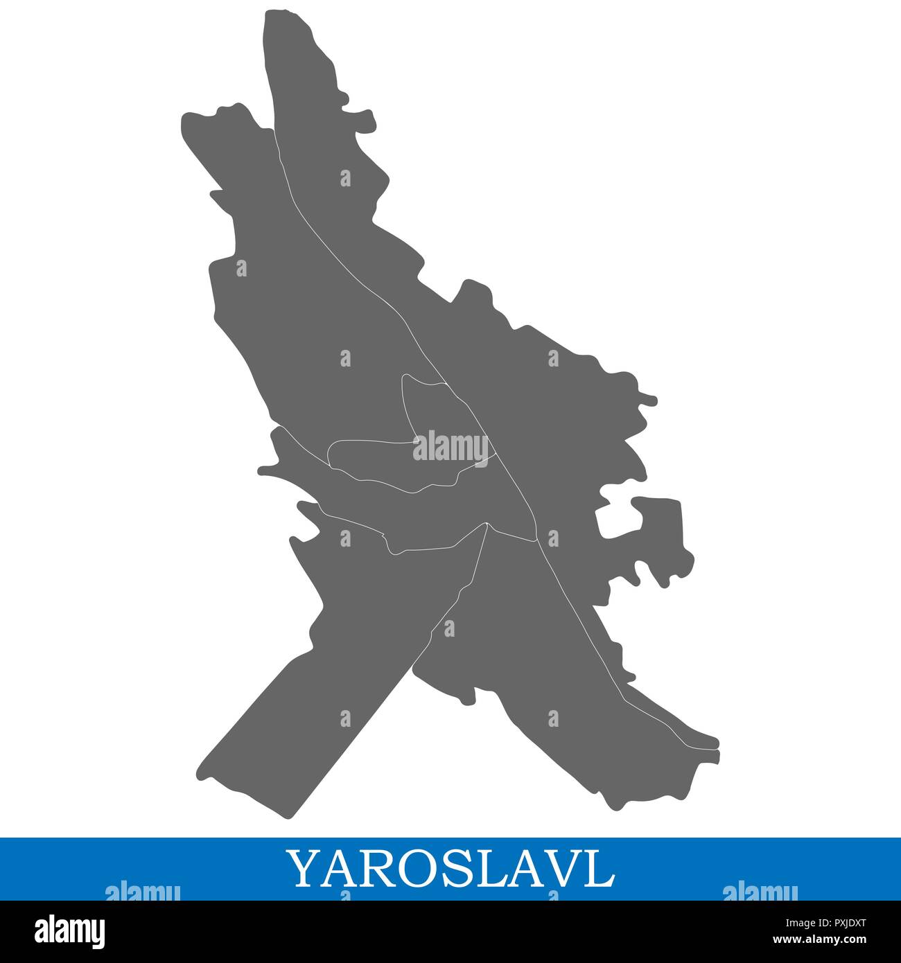 High Quality map of Yaroslavl is a city of Russia, with borders of ...