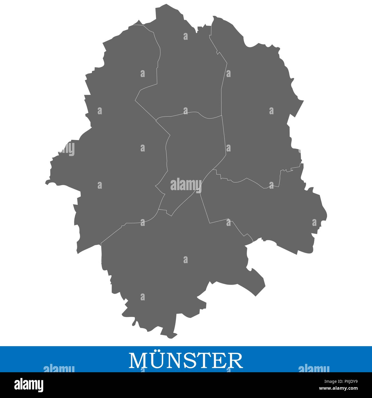High Quality map of Munster is a city of Germany, with borders of ...