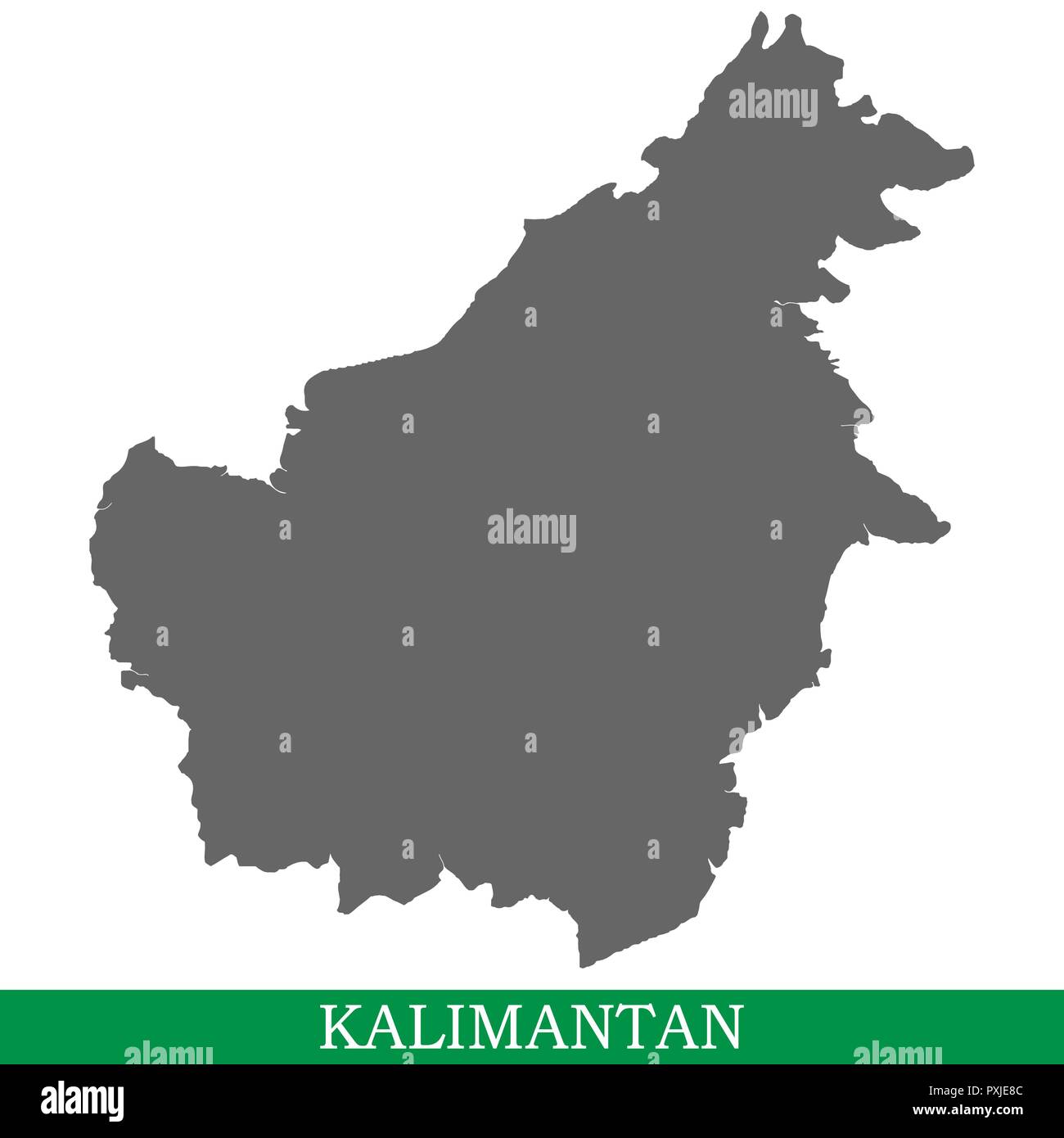 High quality map of Kalimantan or Borneo is the island of Indonesia ...