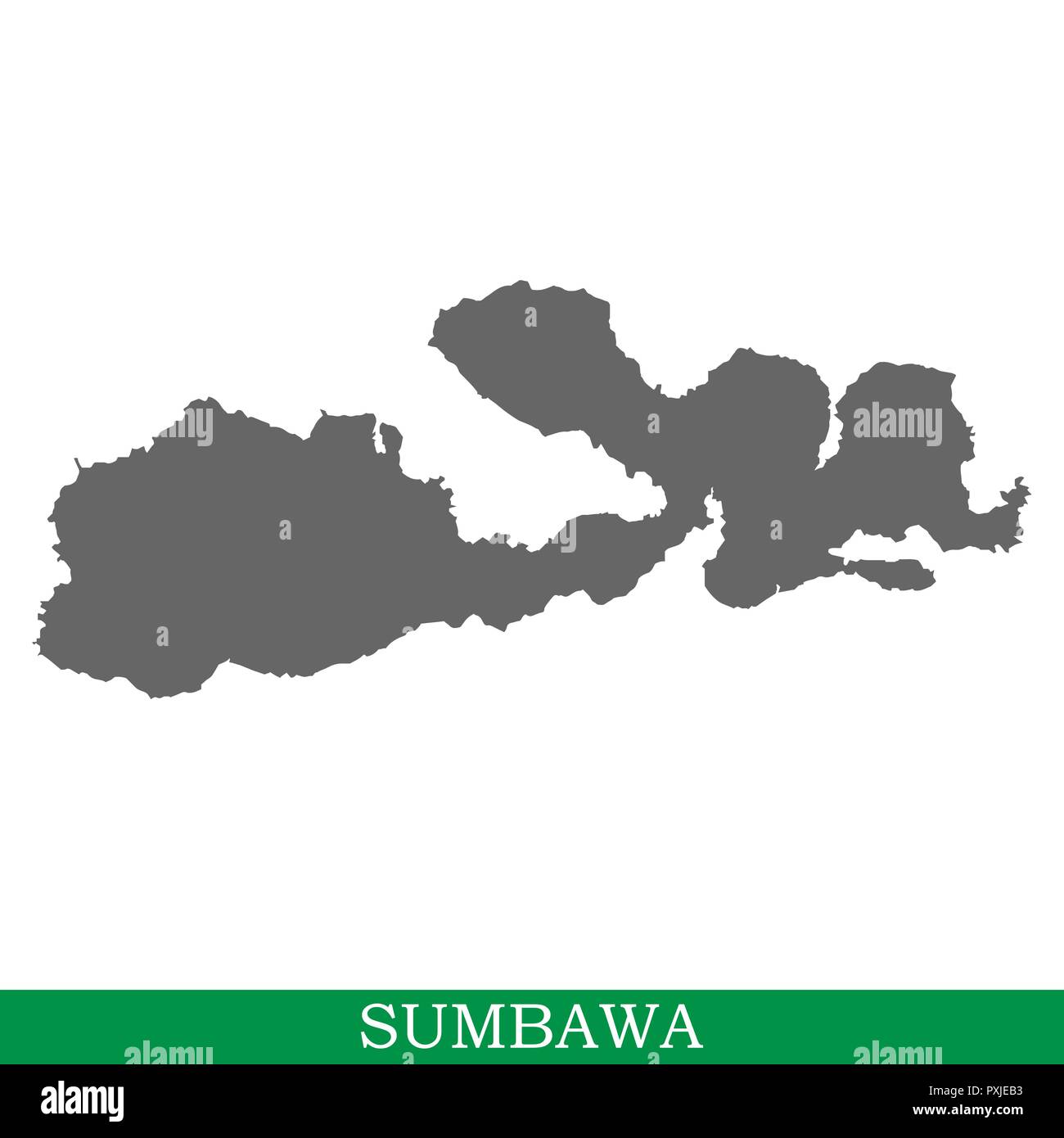 High quality map of Sumbawa is the island of Indonesia Stock Vector ...