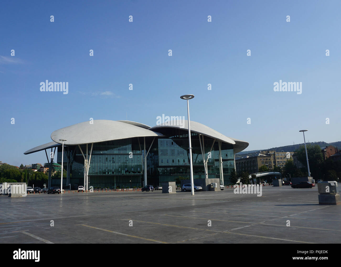 Tbilisi Public Service Hall Full View with Square and Blue Sky Stock ...