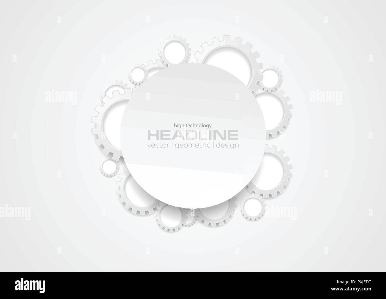 Abstract tech grey paper gears and blank circle background. Global ...
