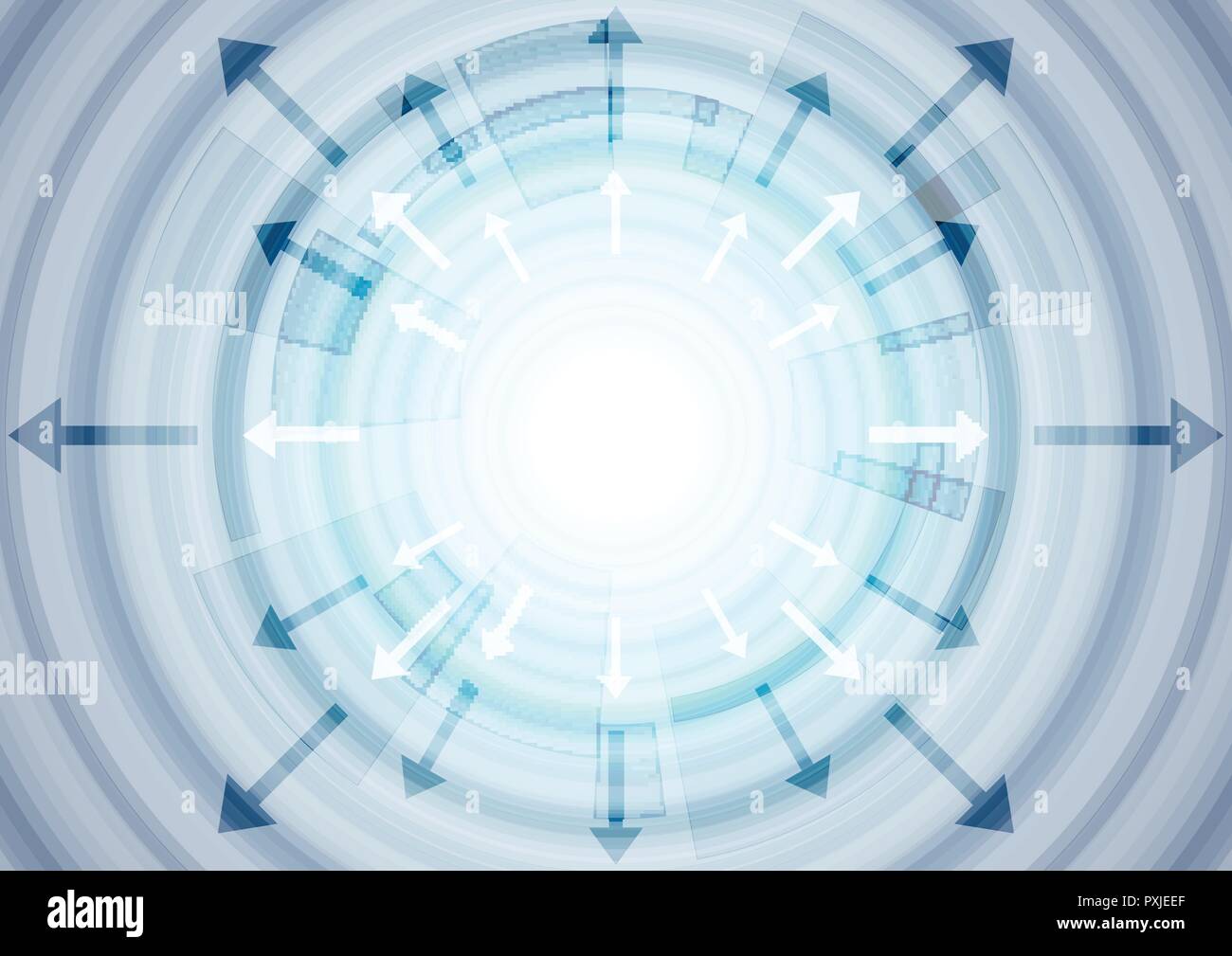 Abstract blue tech arrows and circles vector background Stock Vector ...
