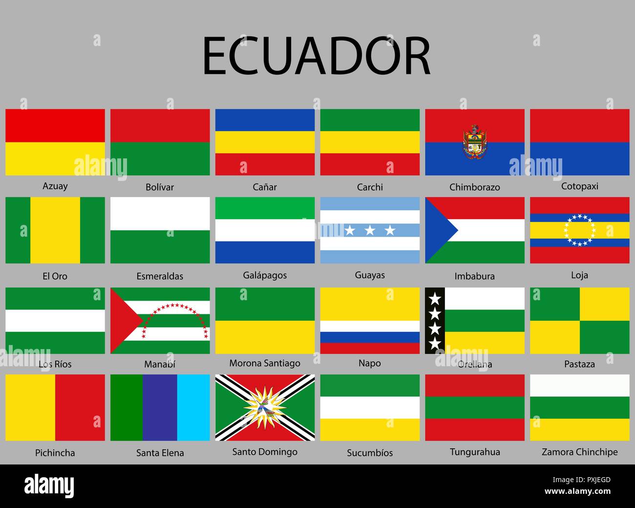 all Flags provinces of Ecuador. Vector illustraion Stock Vector Image ...