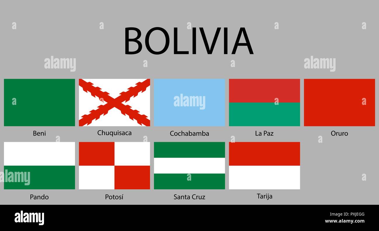 all Flags of departments of Bolivia. Vector illustraion Stock Vector ...