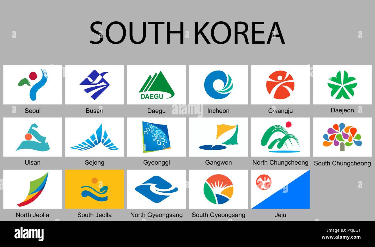 all Flags provinces of South Korea. Vector illustraion Stock Vector ...