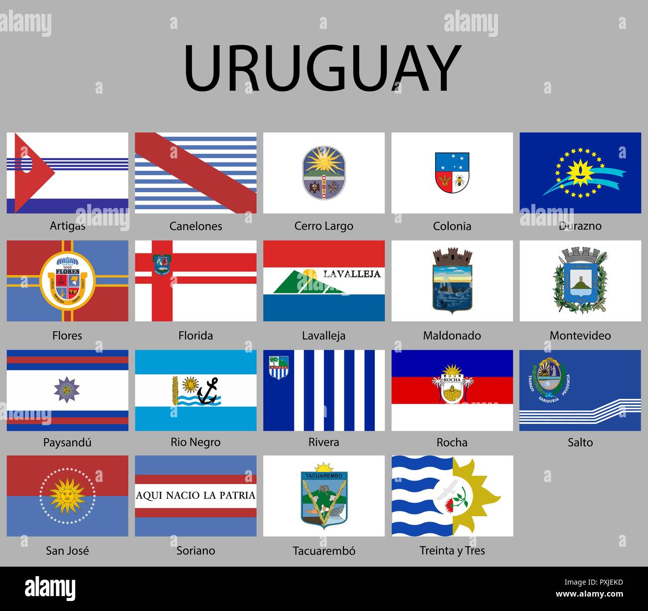 all Flags of departments of Uruguay. Vector illustraion Stock Vector ...