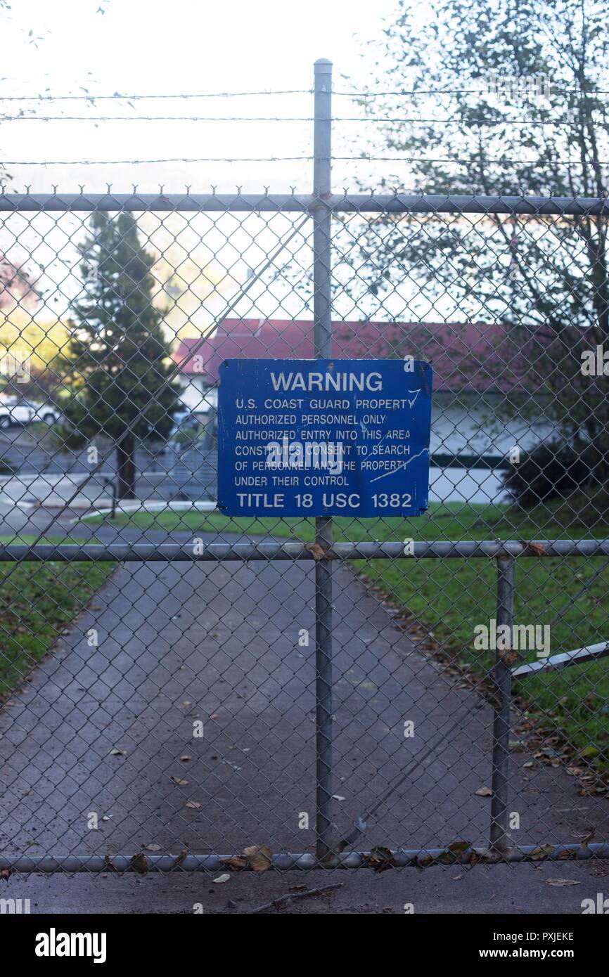 A sign at the entrance to the U.S. Coast Guard Station at Cape ...
