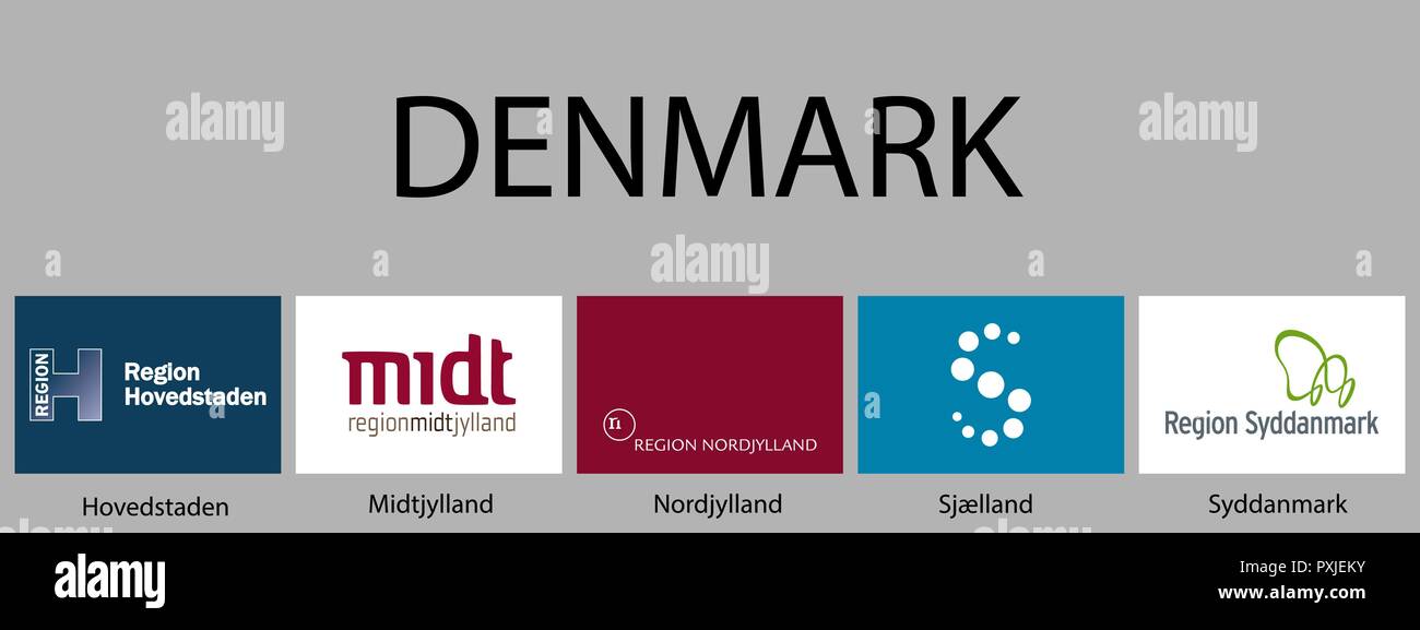 all Flags of regions of Denmark. Vector illustraion Stock Vector Image ...