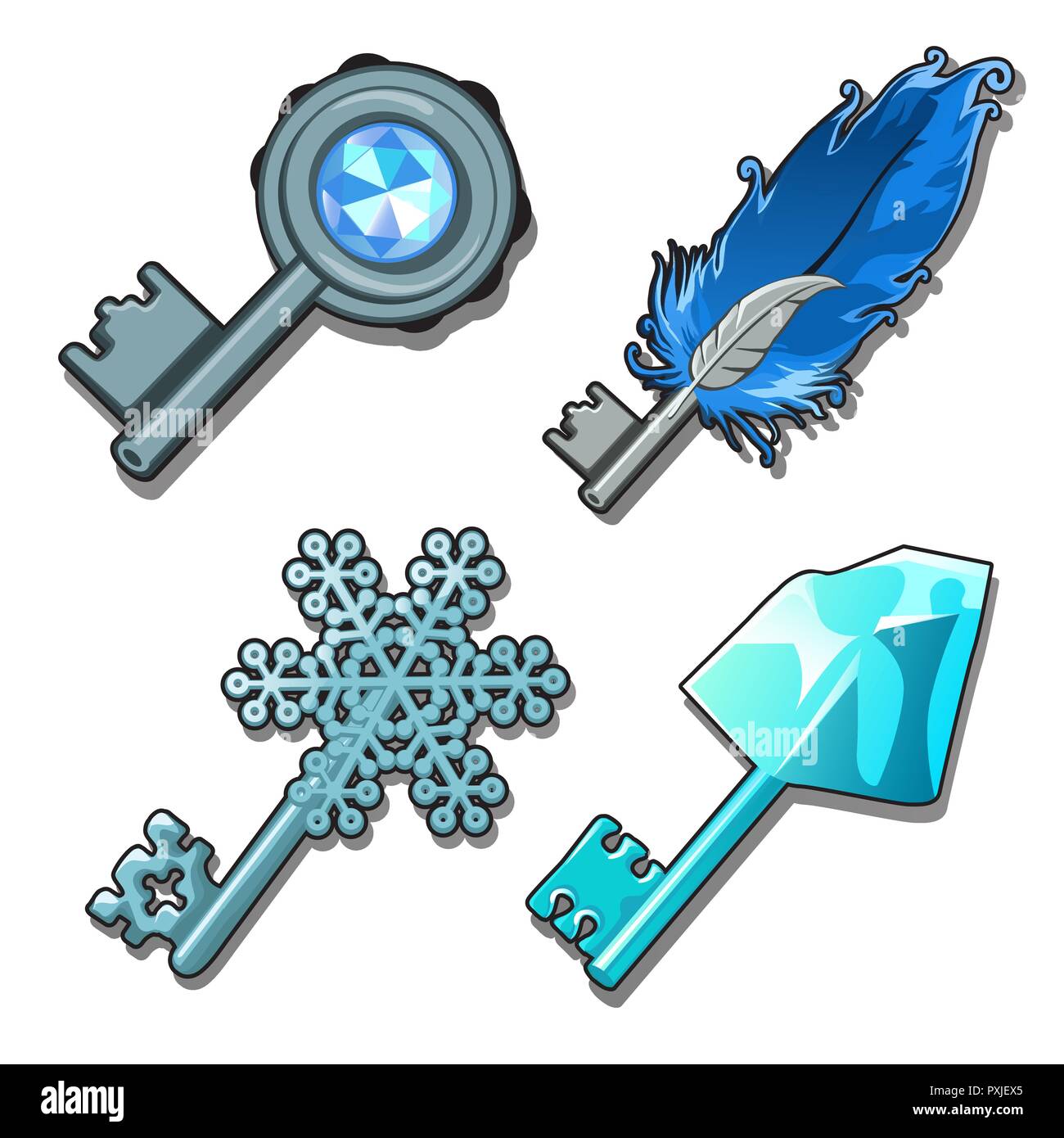 Set of fancy keys isolated on a white background. Vector illustration ...