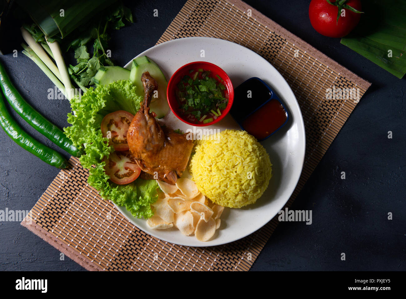traditional malay chicken rice Stock Photo - Alamy