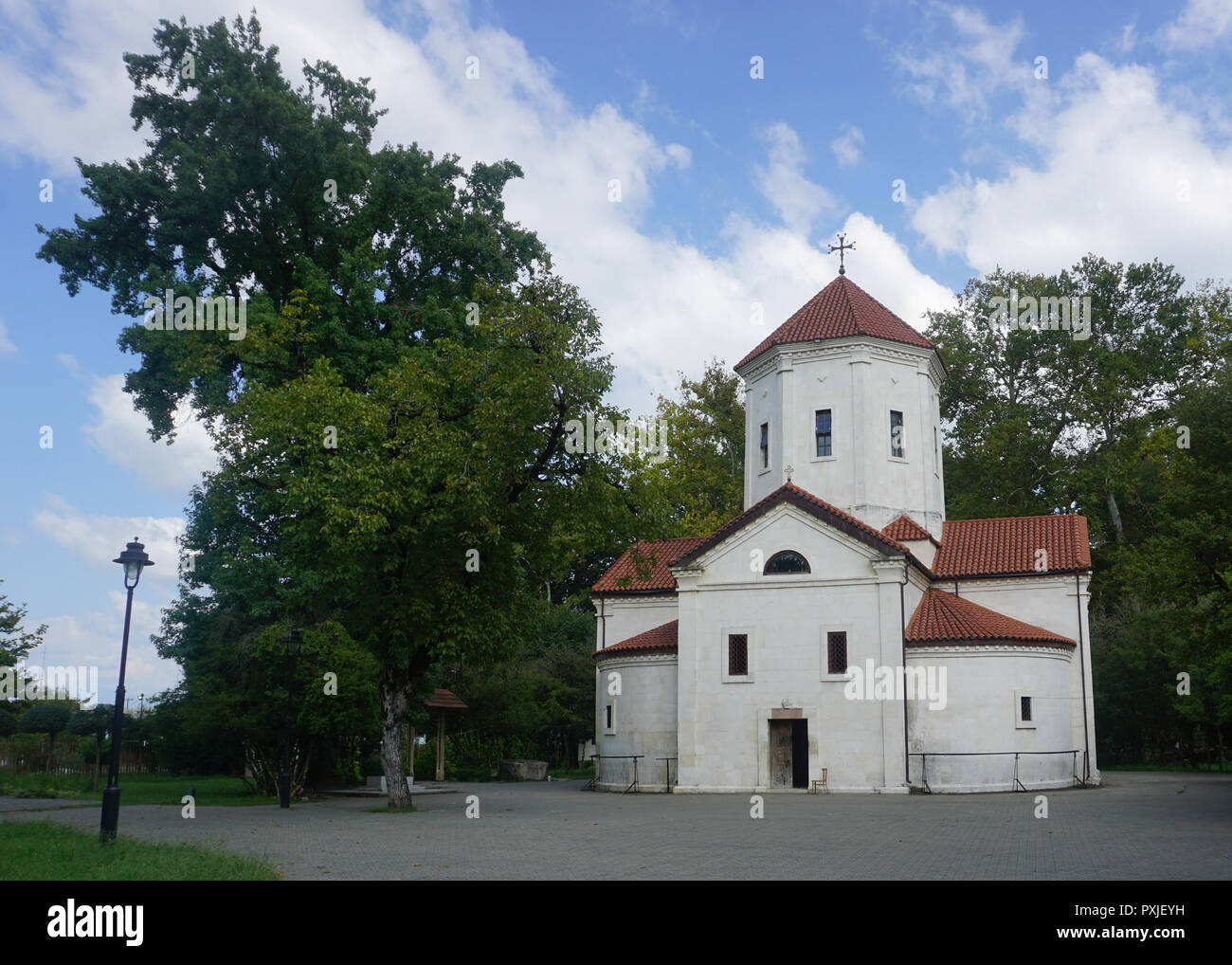 Zugdidi Dadiani Palace Church View with Tree and Blue Sky in Summer ...