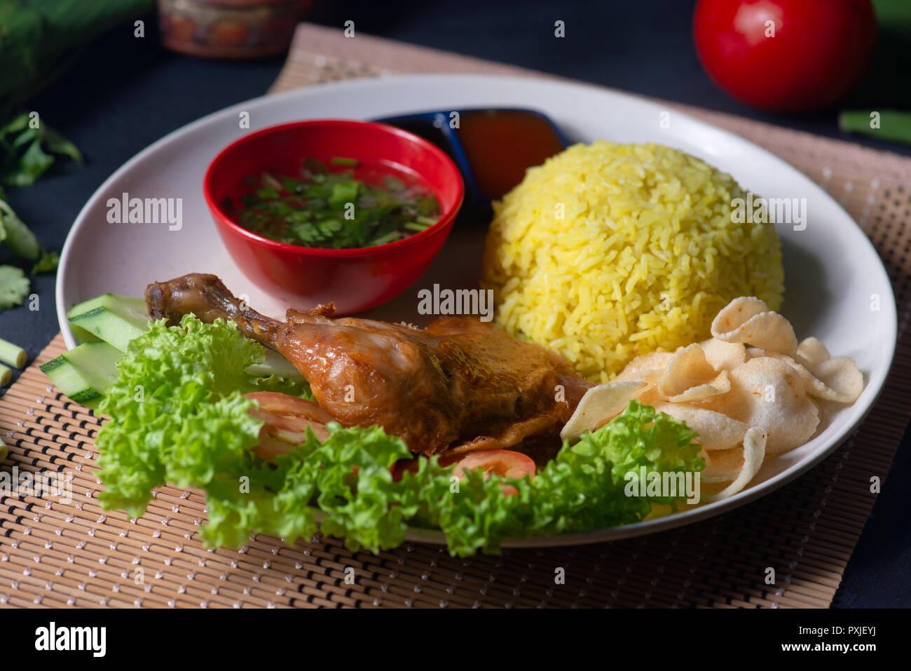 traditional malay chicken rice Stock Photo - Alamy