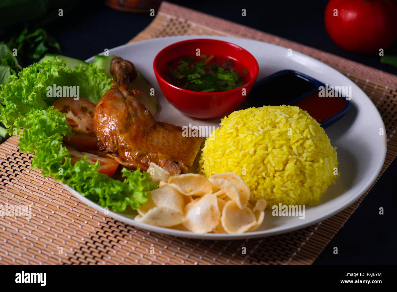 traditional malay chicken rice Stock Photo - Alamy