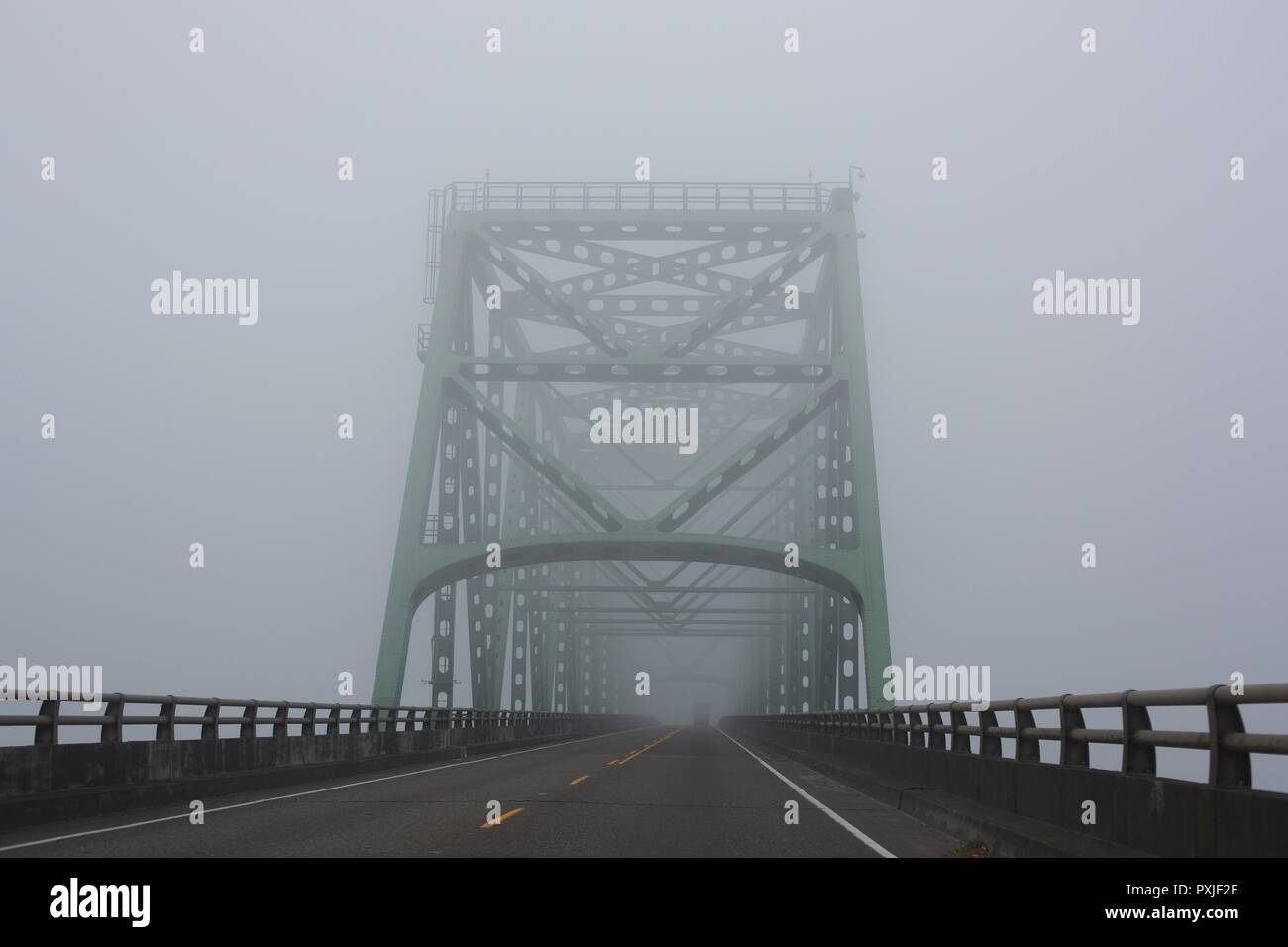 The Astoria-Megler bridge in fog, in Astoria, Oregon, USA Stock Photo ...