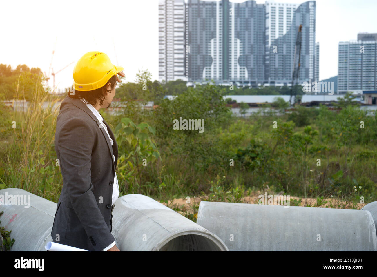 arab engineer with blueprints Stock Photo - Alamy