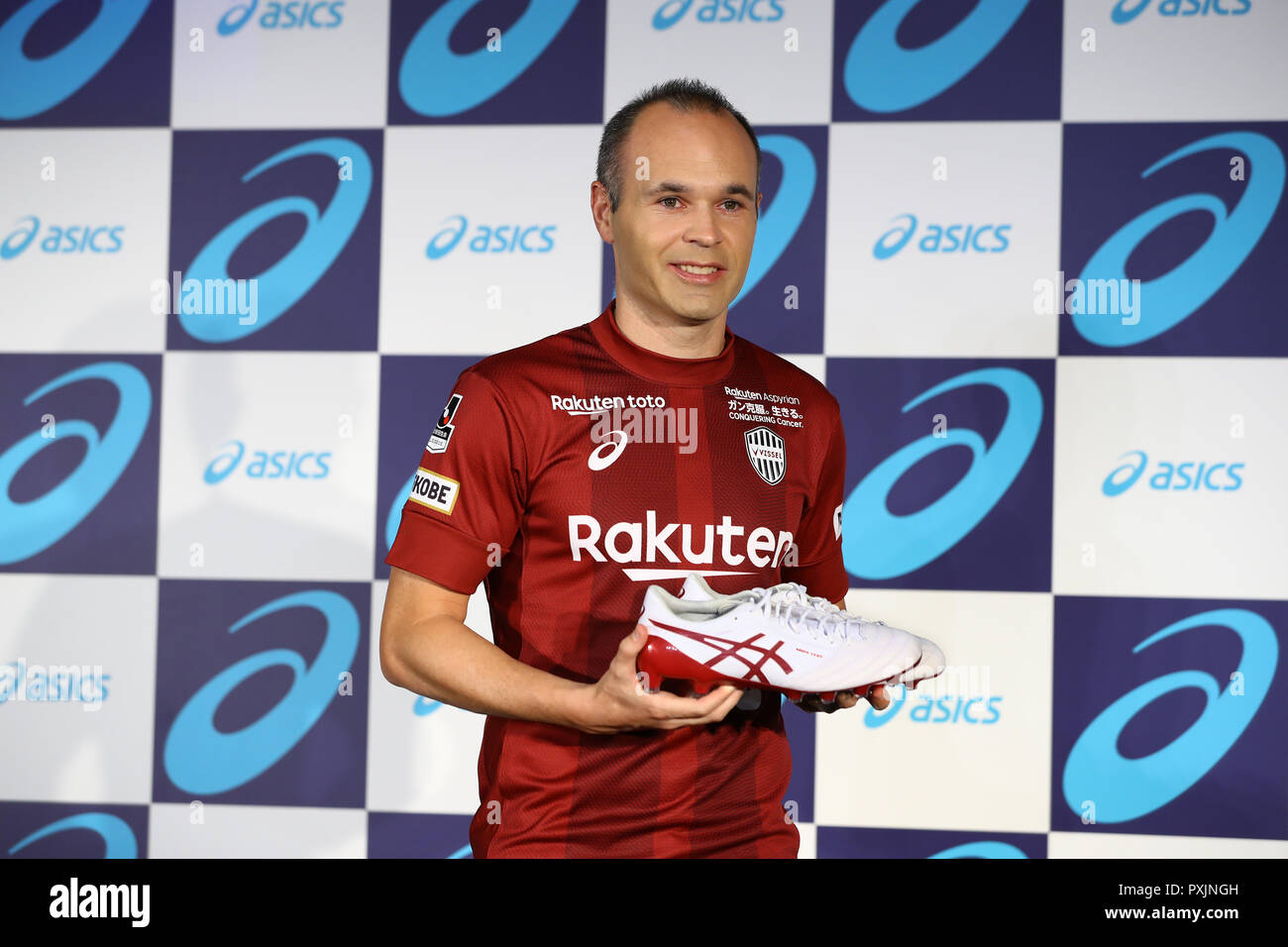 Spanish Vissel Kobe's football player Andres Iniesta attends a press ...