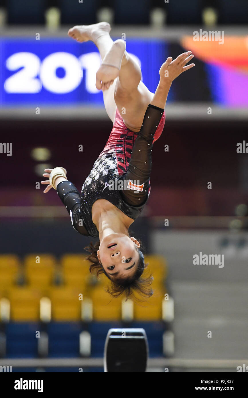 Doha, Qatar. 23rd Oct, 2018. ASUKA TERAMOTO from Japan practices on the ...