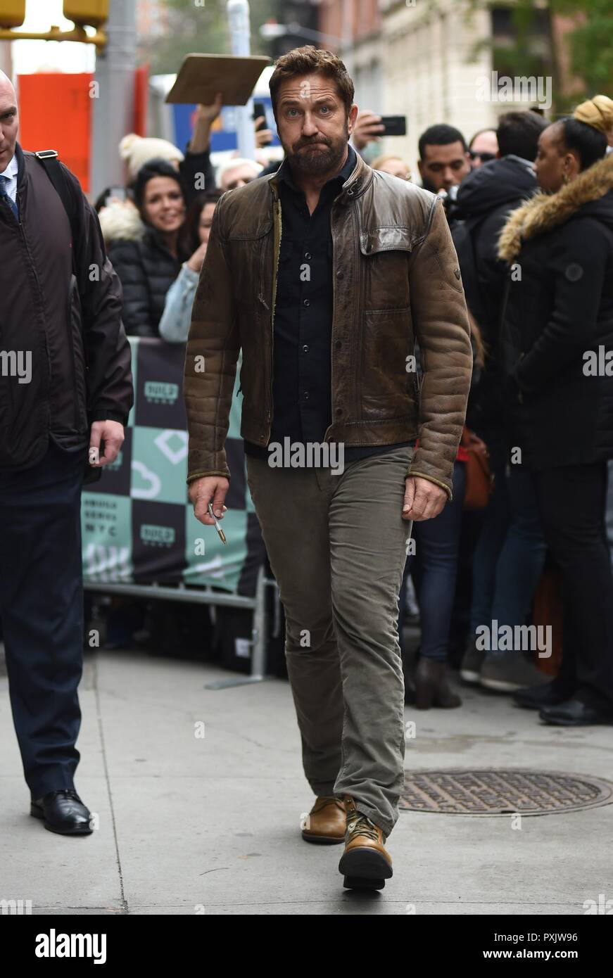 Gerard Butler out and about for AOL Build Series Celebrity Candids, AOL ...