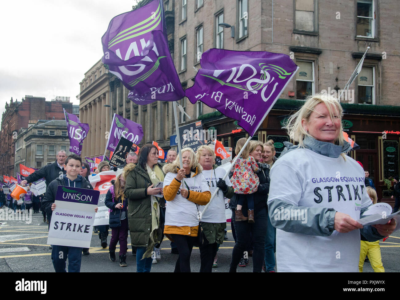 Glasgow, UK. 23rd Oct 2018. Protesters marching for Equal Pay at George ...