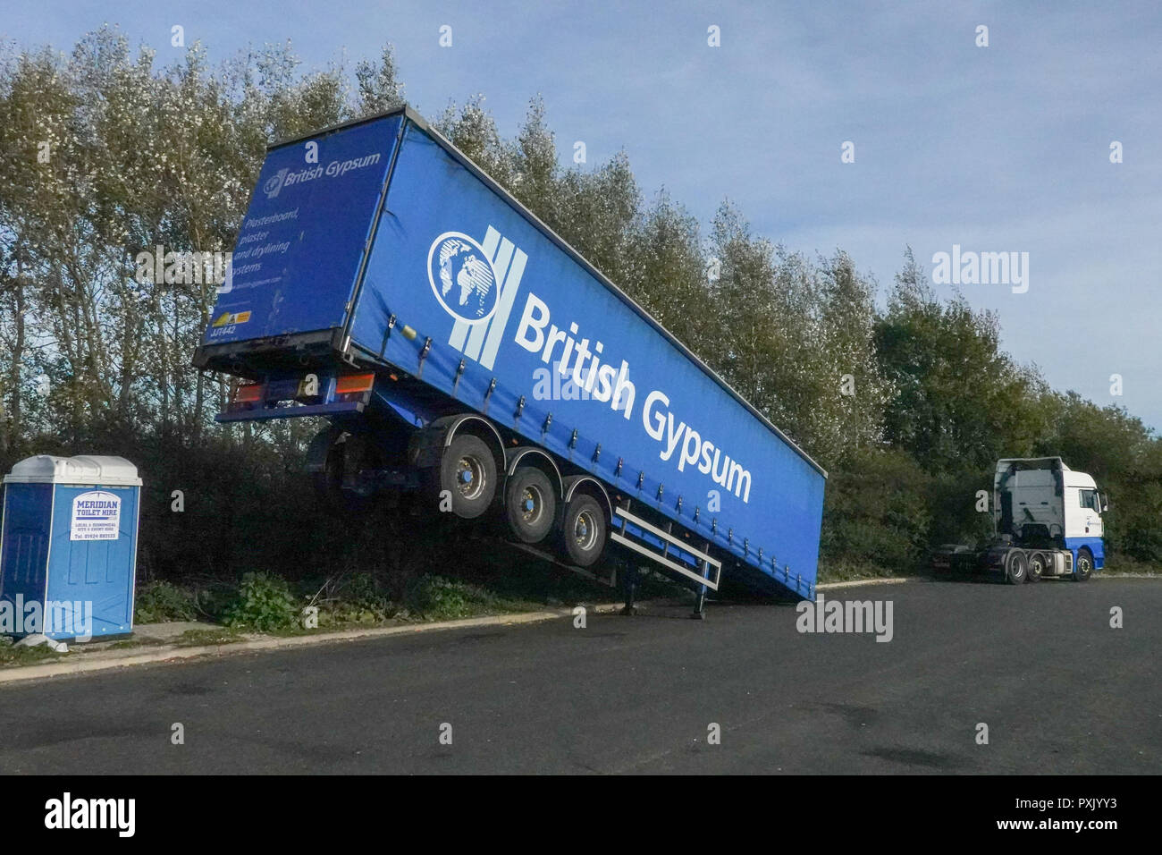 Eastbourne, England. 23rd October 2018 British Gypsum artic lorry back ...