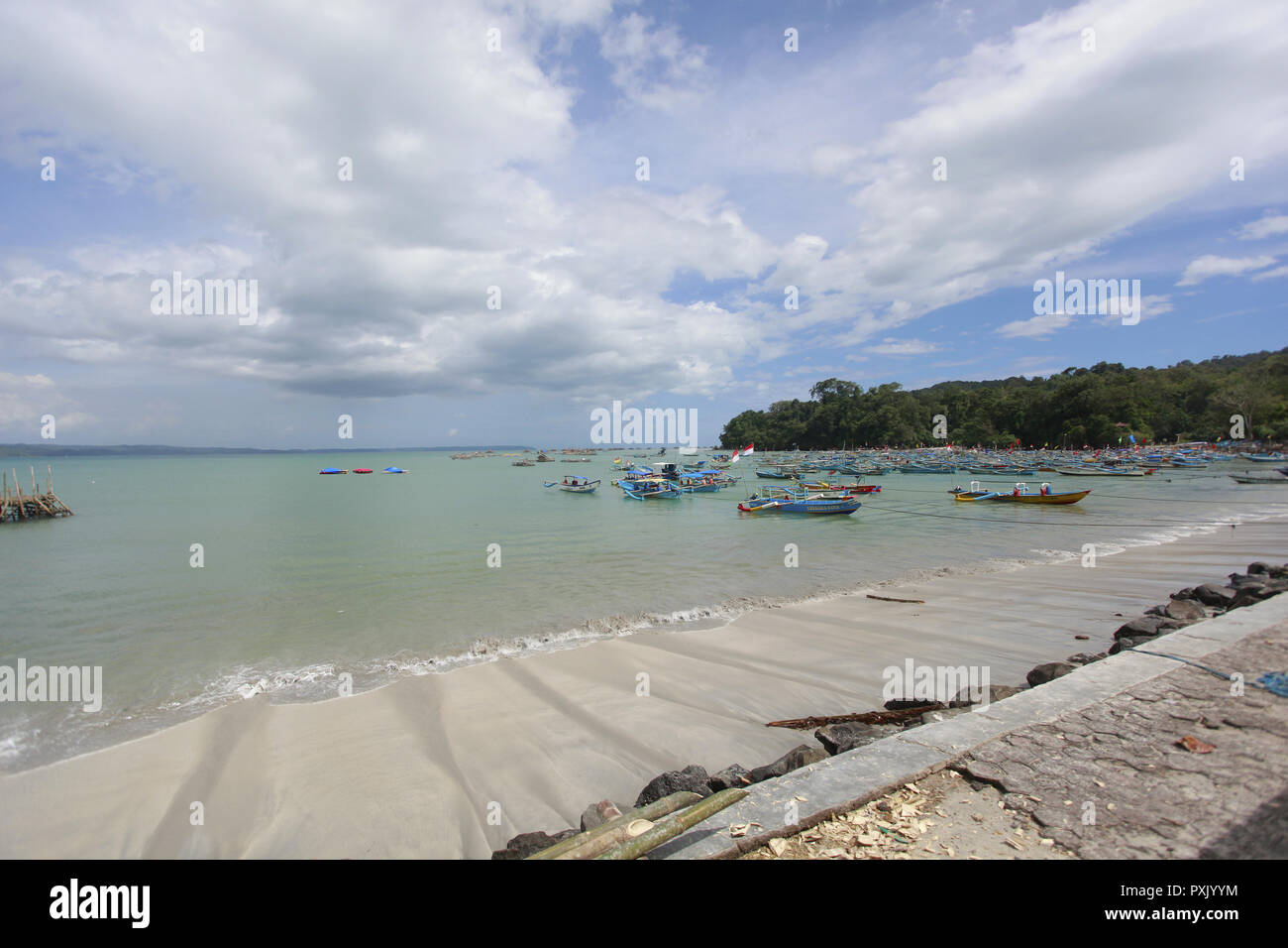 Pangandaran, West Java, Indonesia. 23rd Oct, 2018. Fishing boats seen ...