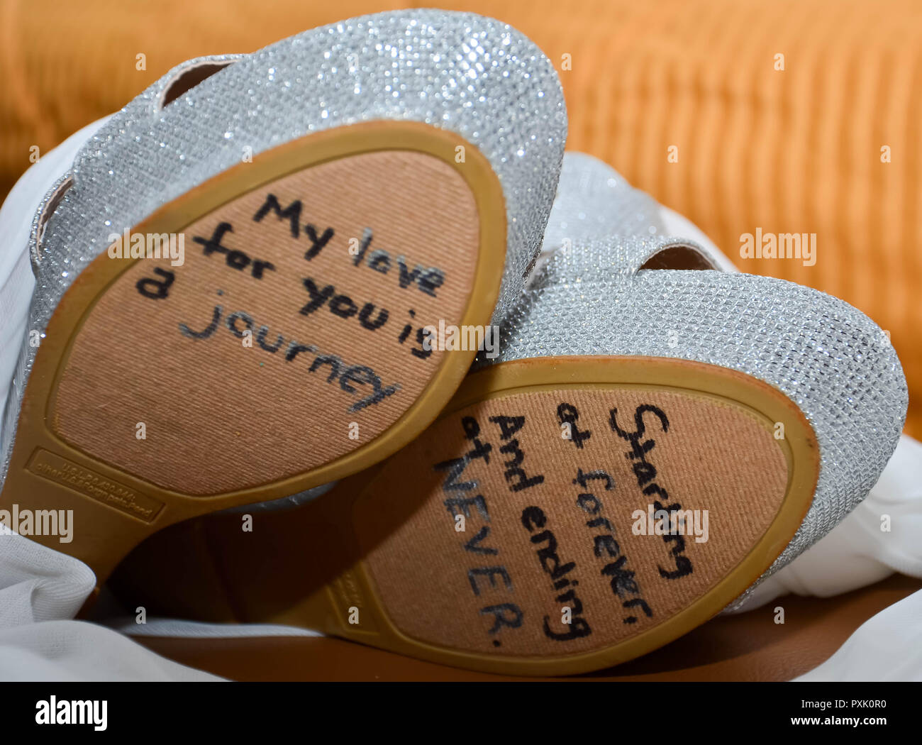 Words written on the bottom of a shoe Stock Photo - Alamy