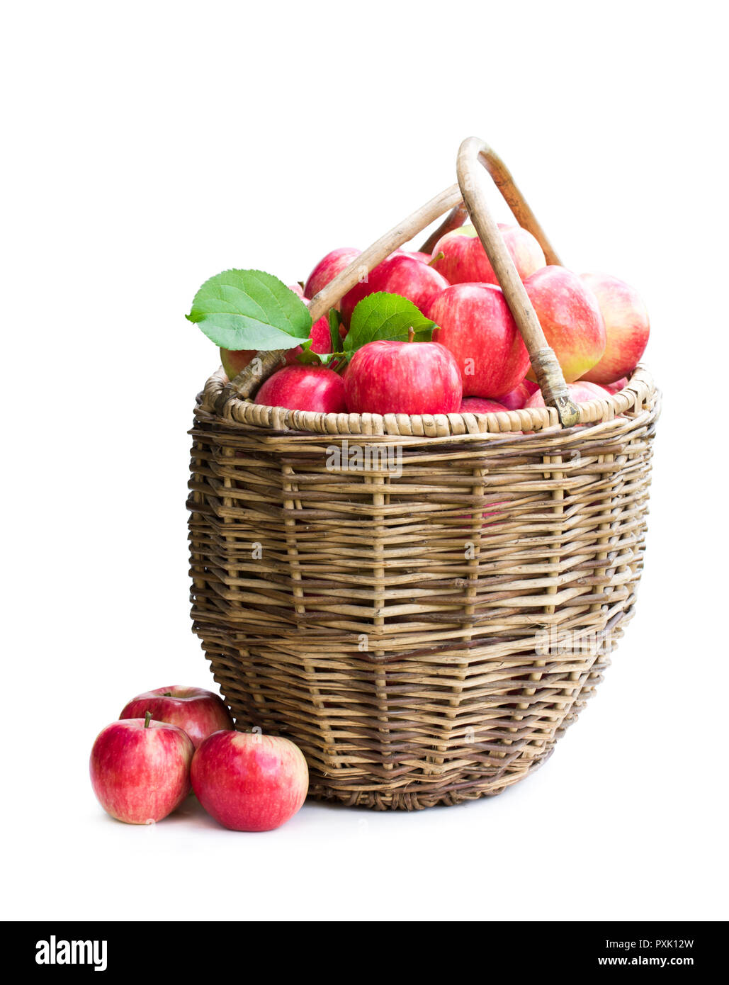 Big basket full of fresh apples isolated on white Stock Photo - Alamy