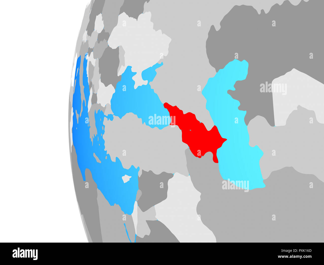 Caucasus region on blue political globe. 3D illustration Stock Photo ...