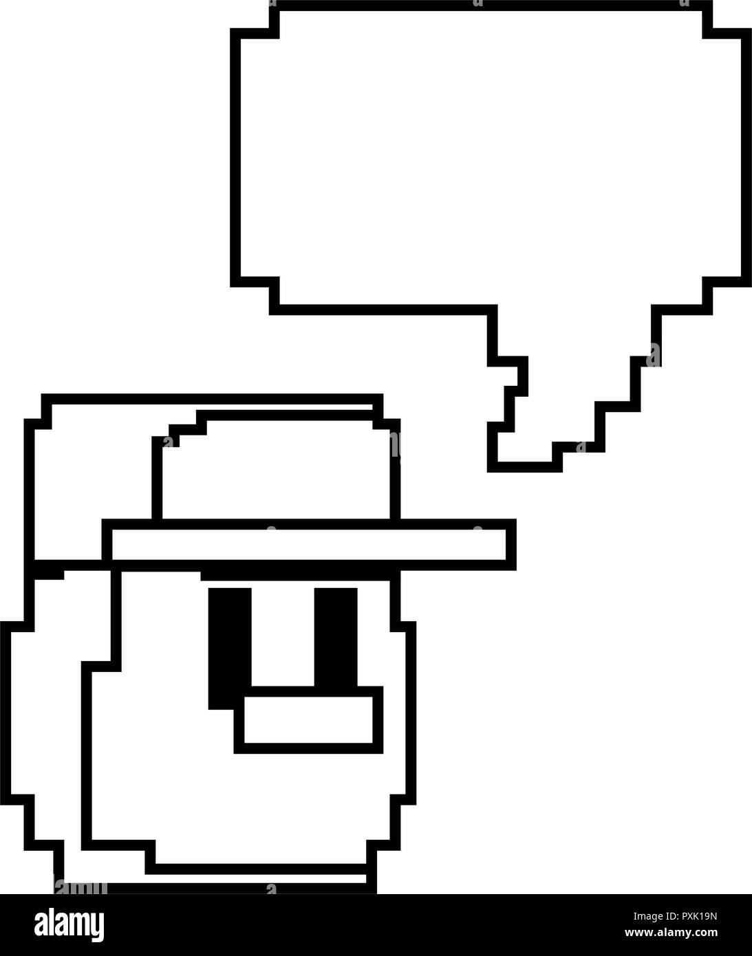 character with speech bubble video game vector illustration Stock ...