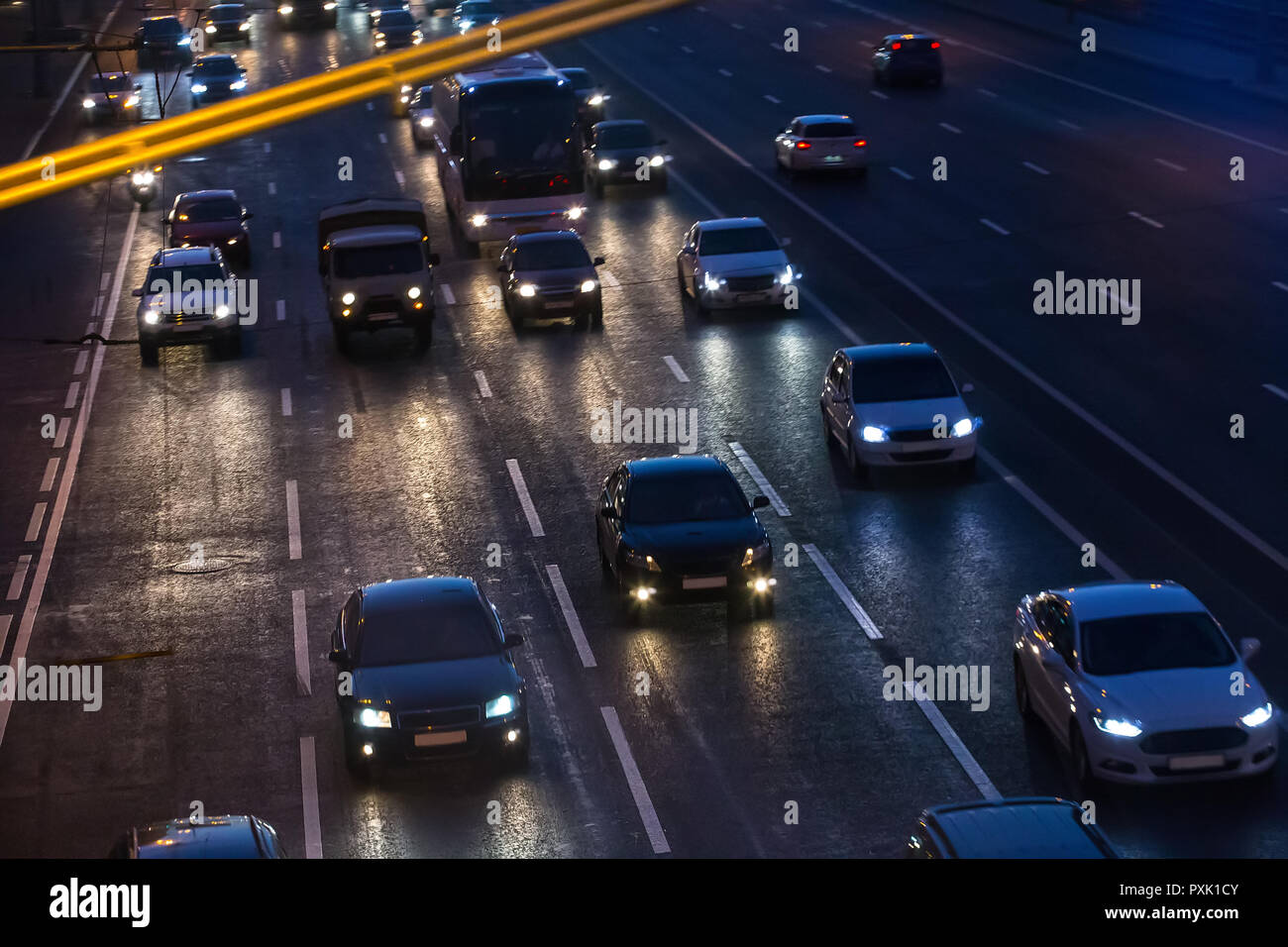 cars move on the night highway Stock Photo - Alamy