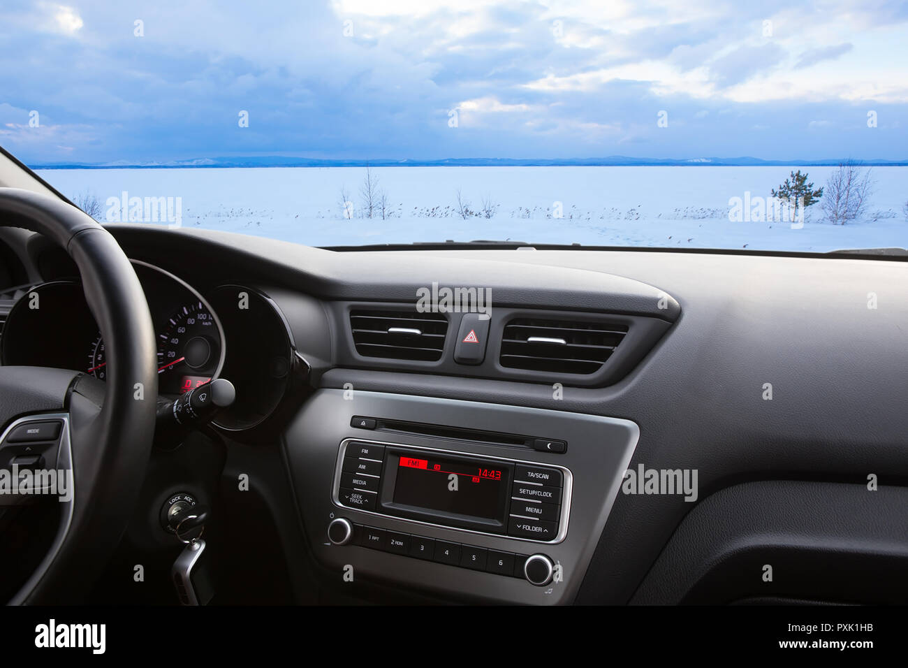 winter landscape of the interior of the modern car Stock Photo - Alamy