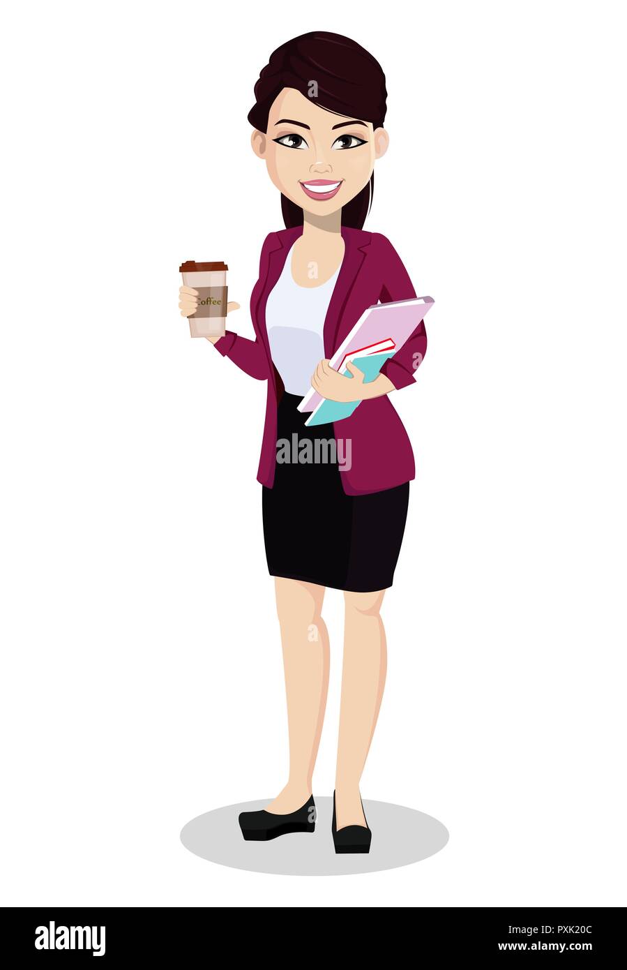 Asian business woman in office clothes. Beautiful lady, cartoon ...