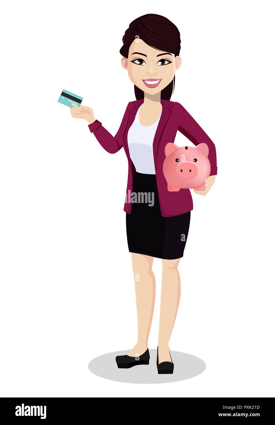 Asian business woman in office clothes. Beautiful lady, cartoon ...