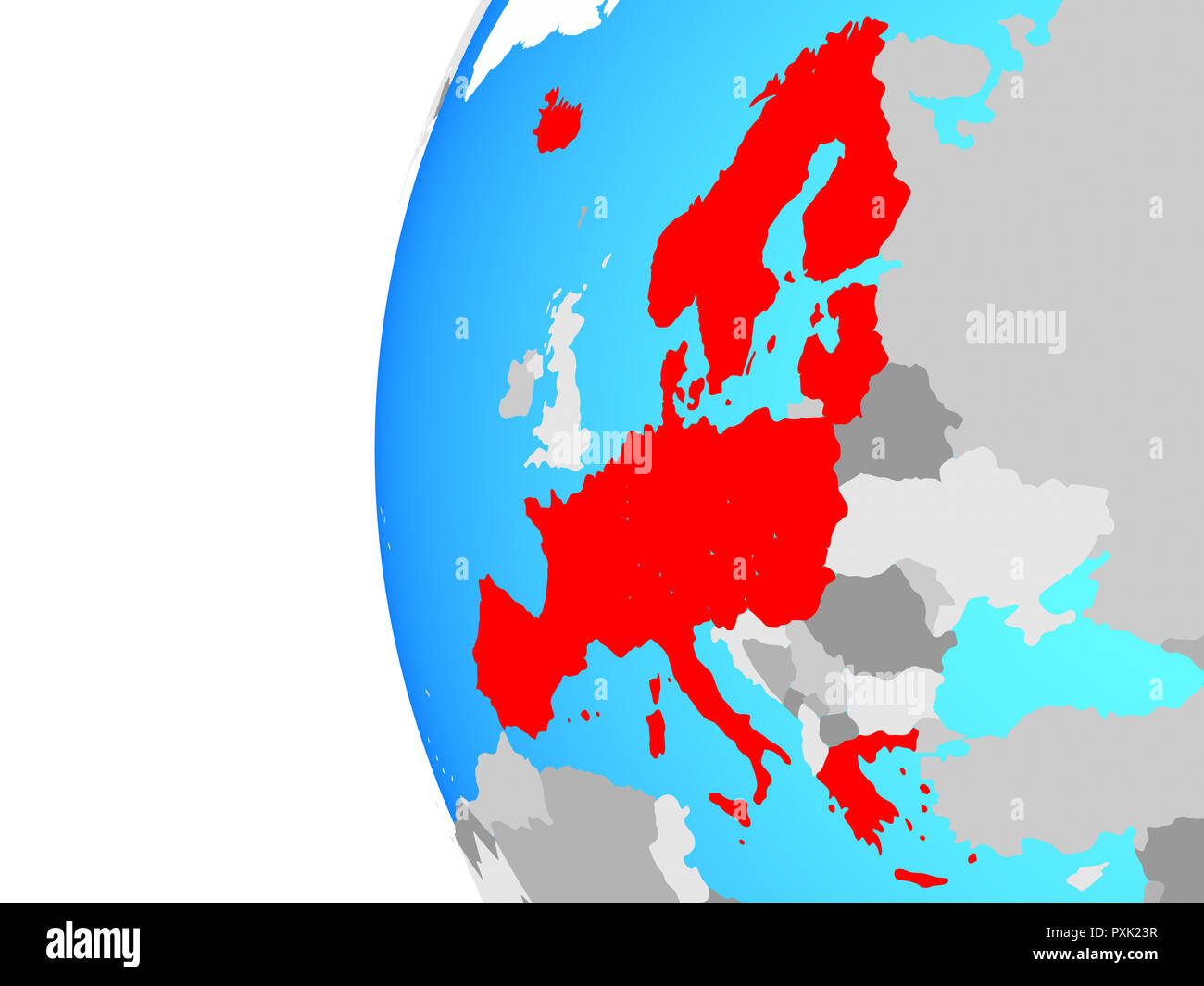Schengen Area members on blue political globe. 3D illustration Stock ...
