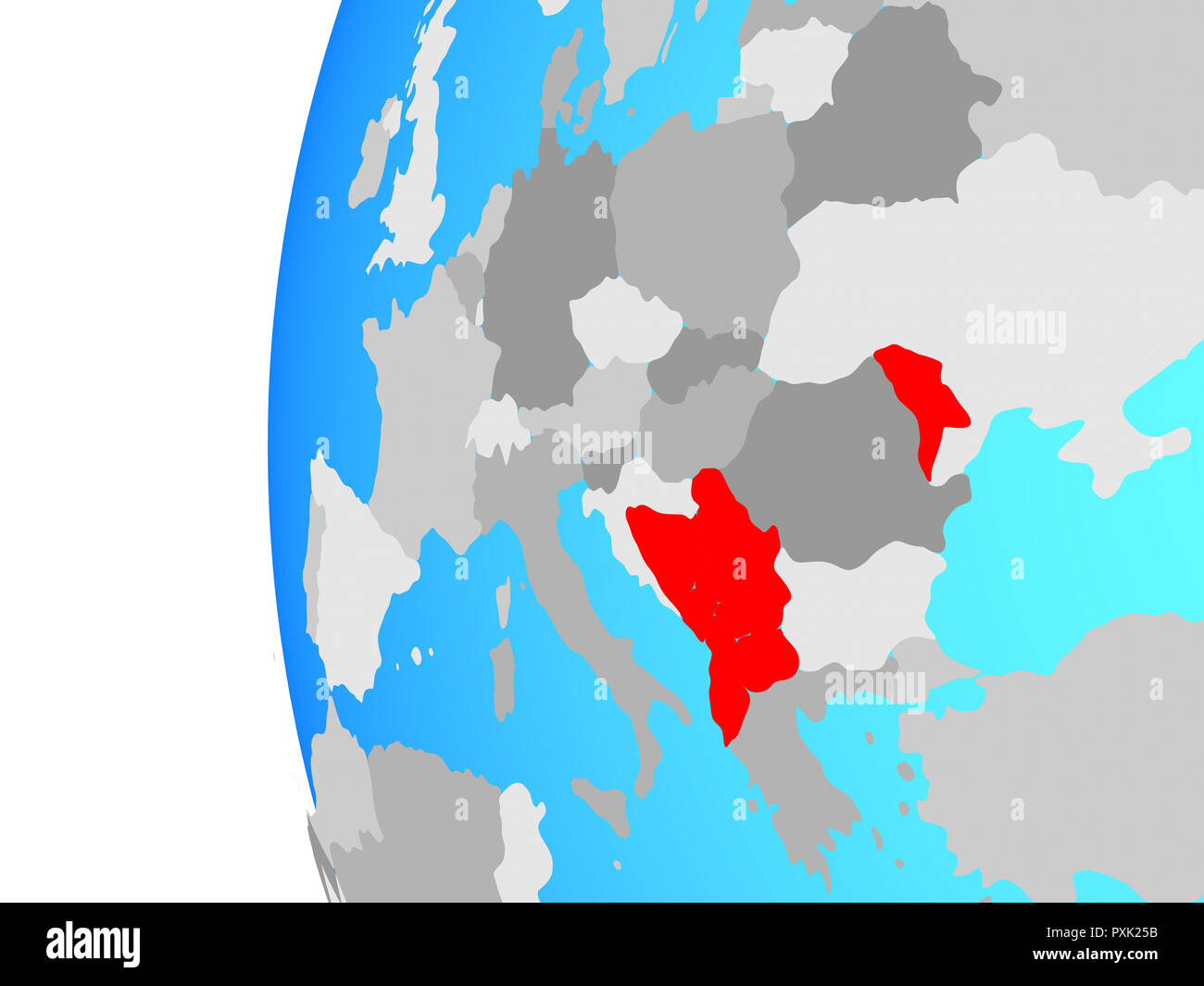 CEFTA countries on blue political globe. 3D illustration Stock Photo ...