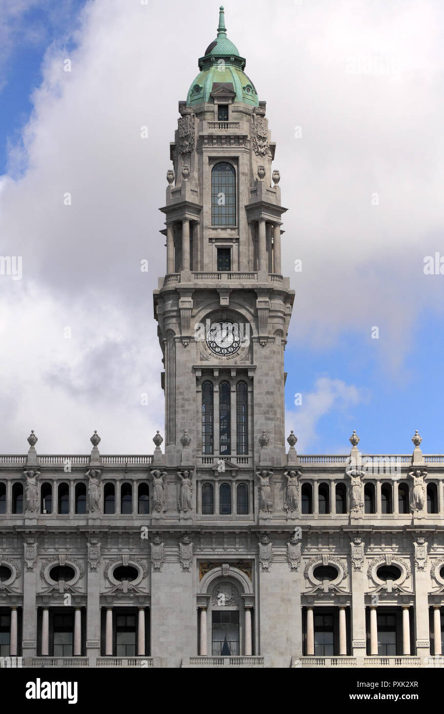 Detailed view of the City Hall of Porto Stock Photo - Alamy