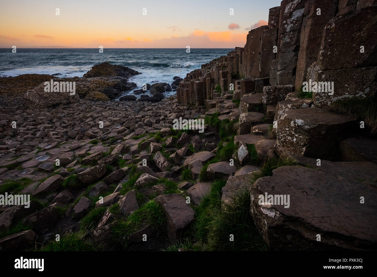 Landscape around Giant's Causeway, A UNESCO world heritage site.It is ...