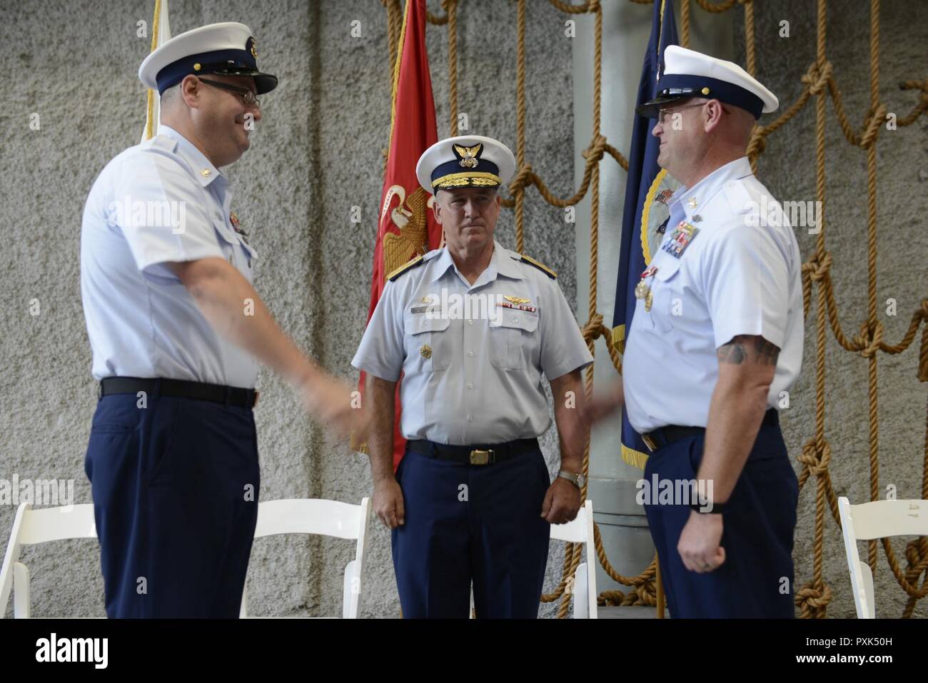 Coast Guard members attended a Change of Watch ceremony at the World ...