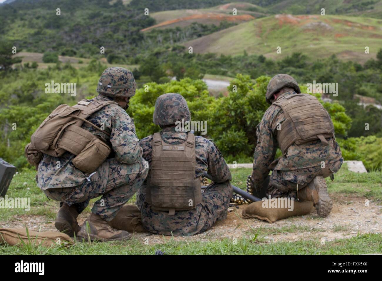 Marines with Weapons Company, Battalion Landing Team, 3rd Battalion ...