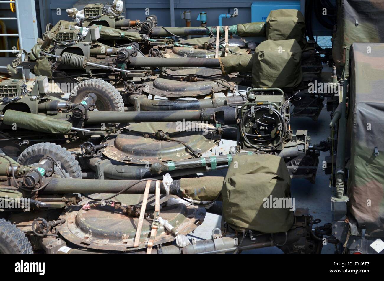M777A2 155mm howitzers and their prime movers assigned to the 3rd ...
