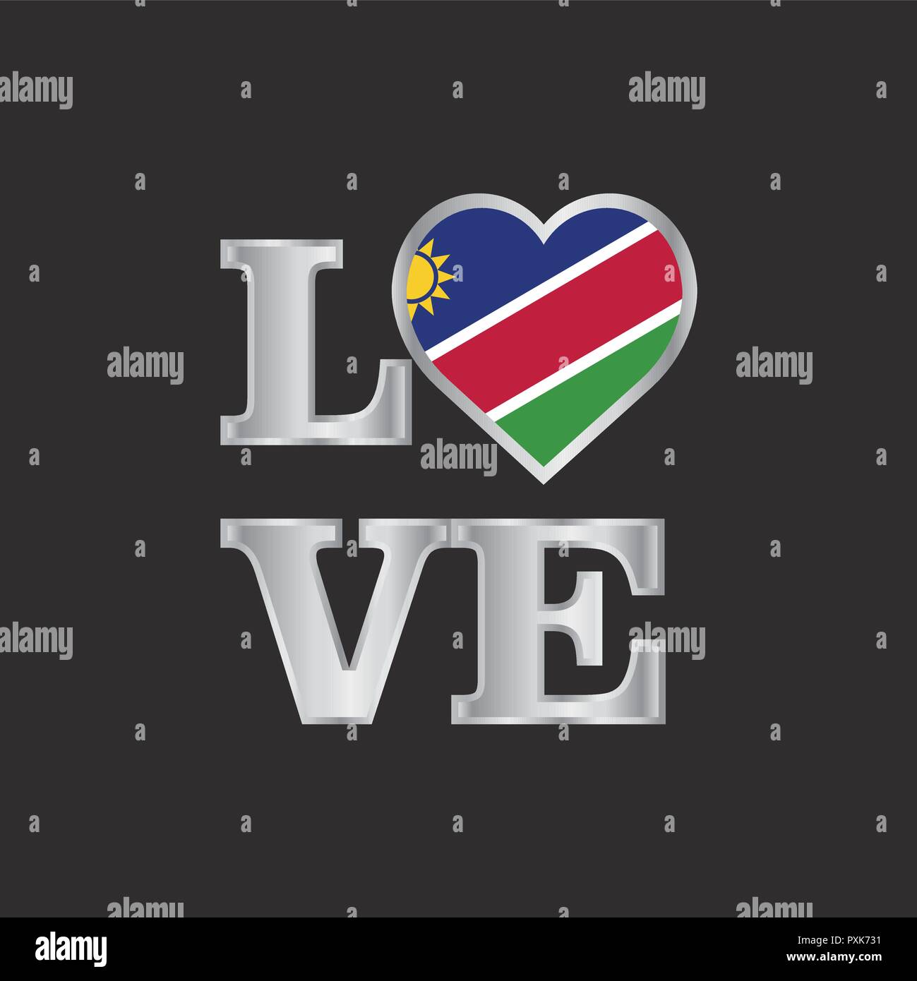 Love typography Namibia flag design vector beautiful lettering Stock ...